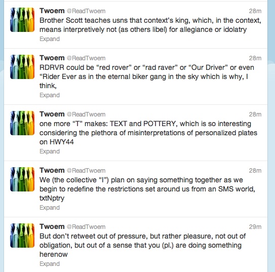 Twoem :: A Poem of / for / in / with / to Twitter