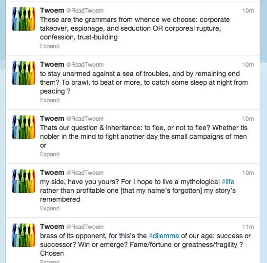 Twoem :: A Poem of / for / in / with / to Twitter